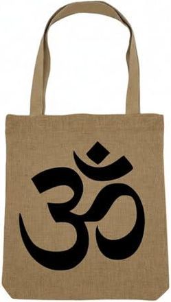 Fabulous Sac Shopping Tote Bag Aspect Lin - AUM signe Sacre Inde Lumiere Hindouisme - Sac de Courses Toile Epaisse 360g Beige Naturel Cabas Port&eacute; Epaule Solide