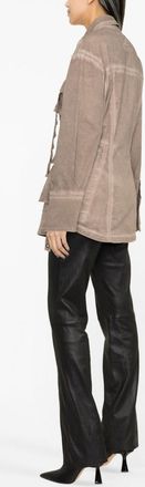 Blumarine Eyelet-Detailed Denim Jacket - Beige