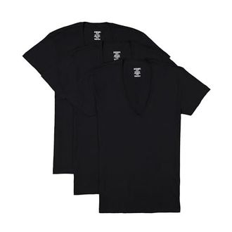 2(x)ist Essential Lot de 3 t-Shirts en Coton Coupe ajustée avec col en V Profond pour Homme, Noir., L