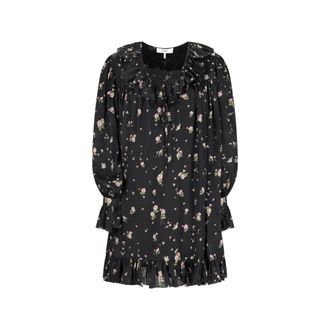 Chlo&eacute; Femme, Robes, Noir, Taille: 36 FR Gathered Mini Silk Dress