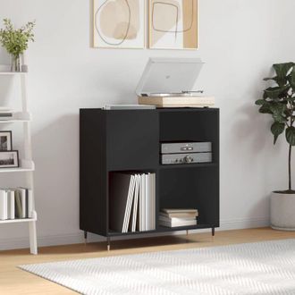 vidaXL Armoire &agrave; disques noir 84,5x38x89 cm bois ding&eacute;nierie Vidaxl
