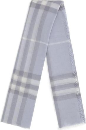 Burberry Femme, Accessoires, Bleu, Taille: ONE Size &Eacute;charpe en laine &agrave; bords frang&eacute;s