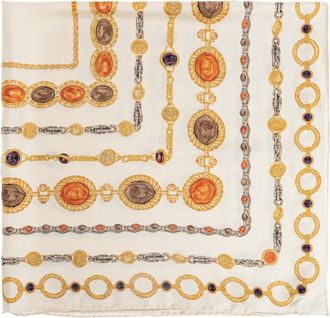 Versace unisex, Accessoires, Beige, Taille: ONE Size Foulard en twill de soie imprim&eacute; 90 cm