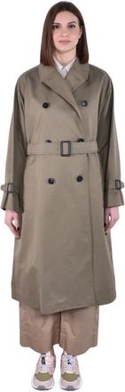 Max Mara Femme, Manteaux, Vert, Taille: 36 FR Trench midi r&eacute;versible avec cape et fente centrale au dos