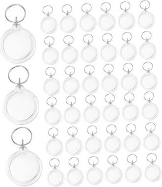 Hemobllo Porte-cl&eacute;s Photo Rond en Acrylique Transparent 36 X 36 Mm Lot de 80 Pi&egrave;ces Porte-cl&eacute;s Cadre Photo Anneau Accessoire L&eacute;ger pour Personnalis&eacute;es et Pr&eacute;se
