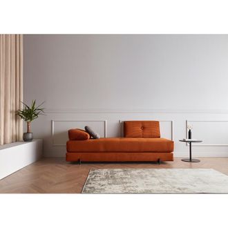 Innovation home24 Schlafsofa Sigmund Orange Cord Corduroy 200 x 85 x 80cm Schwarz