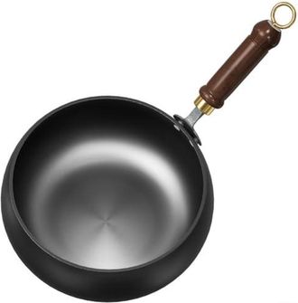 Generic Marmite en fer avec motif grand ventre, 26,5 cm en m&eacute;tal forg&eacute; &agrave; la main avec r&eacute;tention sup&eacute;rieure de la chaleur, antiadh&eacute;sive pour la cuisine domesti