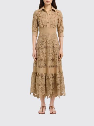 Elie Saab Robe chemise midi en dentelle macram&eacute; &agrave; manches courtes