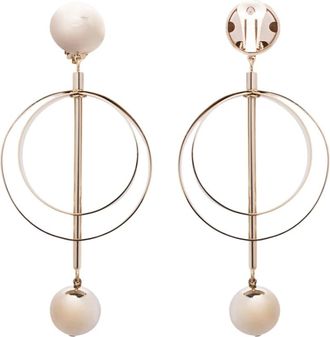 Elisabetta Franchi Femme, Accessoires, Jaune, Taille: ONE Size Long Hoop and Pearl Earrings
