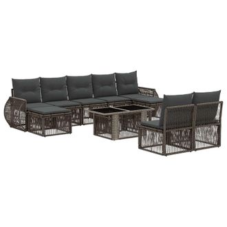 vidaXL Set Divano Da Giardino 10 Pz Grigio E Grigio Scuro Polyrattan Vidaxl
