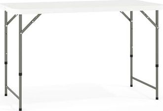 Flash Furniture Elon Klapptisch, höhenverstellbar, zusammenklappbar, Granit, Weiß, Kunststoff, 120 cm