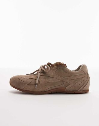 Bronx Myr-aa - Schn&uuml;r-Sneaker aus Wildleder in Natural-Neutral