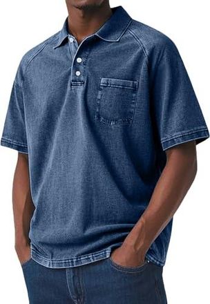 Generic Polo pour homme adulte, hauts d&eacute;t&eacute; surdimensionn&eacute;s &agrave; manches courtes, t-shirts d&eacute;lav&eacute;s pour homme, grand et grand, polo de travail, polo de golf, t-sh