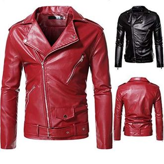 Generic Veste de moto tendance pour homme avec fermeture éclair multiple, veste de moto rétro punk, veste universitaire élégante avec fermeture éclair croisée