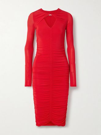 Isabel Marant Volgane Midikleid Aus Stretch-jersey Mit Raffungen Und Cut-out - Rot