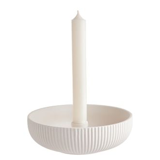 Butlers Stabkerzenhalter Candle Bowl 4er Set Ø16 cm Steinzeug Beige | Vielseitiger Kerzenteller für Lange Kerzen & Tischdeko
