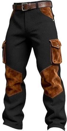 Generic Pantalon de travail pour homme, pantalon gaufr&eacute;, coupe d&eacute;contract&eacute;e, pantalon cargo respirant, pantalon de combat r&eacute;tro, tendance, d&eacute;contract&eacute;, jambe 