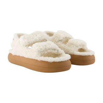 Moon Boot Womens Lambskin Shearling Slipper White