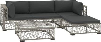 tidyard Garten-Lounge-Set mit Auflagen Rattan-Gartensofagarnitur M&ouml;bel-Set Lounge-Set Gartensofa-Set Ecksofa Mittelsofa Mit markantem Webdesign,Geh&auml;rtetes Gla