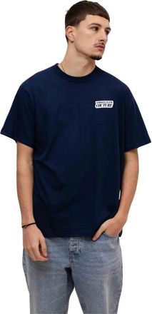 Versace Jeans Couture Homme, Tops, Bleu, Taille: L T-Shirt avec imprim&eacute; logo carr&eacute;