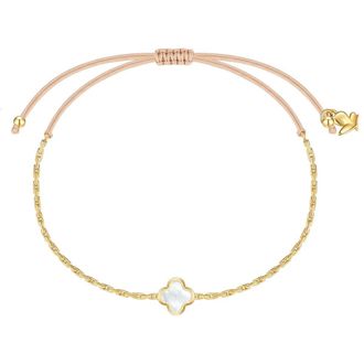 Glanzst&uuml;cke M&uuml;nchen Armband - Edelstahl Armband PerlmuttKleeblatt - Gr. ONESIZE - in Gold - f&uuml;r Damen