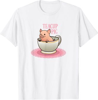Graphics & More Teacup Pig Light Unisex T-Shirt Weiß S Cartoon Klassisch geschnitten Kurzarm Pull-On 1 Count Novel, expressive design