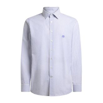 Etro Chemise en coton seersucker &agrave; rayures - Homme - Chemises - Bleu - Taille: S