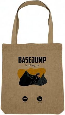 Fabulous Sac Shopping Tote Bag Aspect Lin - Basejump Is Calling Me Mountain Extreme Sport - Sac de Courses Toile Epaisse 360g Beige Naturel Cabas Port&eacute; Epaule 