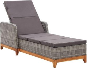 vidaXL Vidaxl - Sonnenliege Poly Rattan und Massivholz Akazie Grau