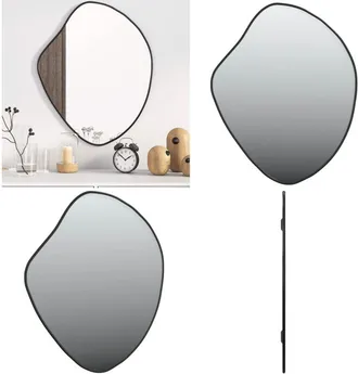 vidaXL Wandspiegel Schwarz 60x50 cm - Wandspiegel - Badezimmerspiegel - Wohnzimmerspiegel - Schlafzimmerspiegel - Spiegelfl&auml;che - Home & Living