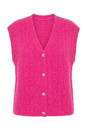 STUDIO UNTOLD Strickjacke Strickweste Ajourstrick Schmuckkn&ouml;pfe