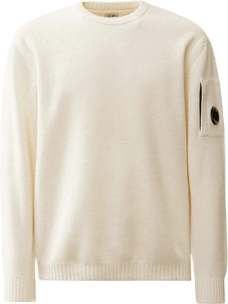 C.P. Company C.p. Company, Homme, Pulls, Blanc, Taille: XL Pull Ras du Cou en Chenille de Coton