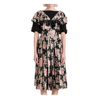Simone Rocha Robe &eacute;vas&eacute;e pliss&eacute;e &agrave; manches c&acirc;bl&eacute;es et patchwork - Femme - Robes - Multicolore - Taille: 36 FR