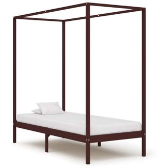 vidaXL Himmelbett-Gestell Dunkelbraun Massivholz Kiefer 90 x 200 cm Vidaxl