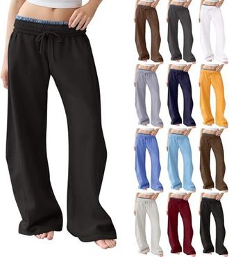 Generic Pantalon de jogging pour femme - Taille basse - Pantalon de surv&ecirc;tement ample et confortable - Avec poches et cordon de serrage - Grandes tailles - Ta