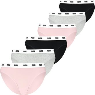 Puma Slip PUMA PUMA WOMEN COTTON BRIEFS, Damen, Gr. XXL, pink (pink, grau, schwarz), Obermaterial: 95% Baumwolle, 5% Elasthan, Unterhosen Slip