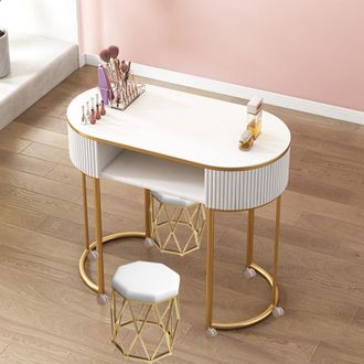 Generic Manicure Table Station Modern Nail Tech with Drawers and Open Shelves Professional Wooden Nail Desk Workfor Beauty Salon and Spa Locking Castors Glass