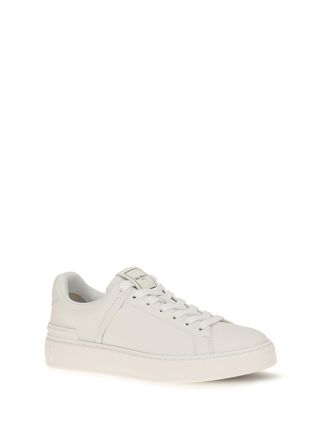 Balmain Womens B-Court Leather Sneakers Blanc