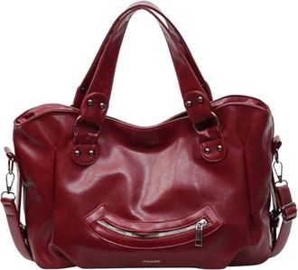 Generic Grand sac &agrave; main r&eacute;tro de moto sous les bras - Couleur unie - Poign&eacute;e sup&eacute;rieure - Pour femme - Utilisation quotidienne - Occasion sp&eacute;ciale, rouge vin