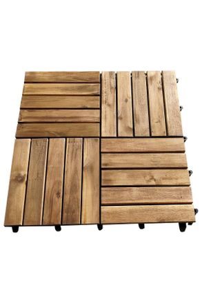 ambia GARDEN Terrassenfliese 50X50Cm 6-Er SET, Akazie, Holz, Kunststoff, Akazie, massiv, 50x50x2.4 cm, Gartenzubeh&ouml;r, Terrassen- & Balkonb&ouml;den, Terrassenfliesen