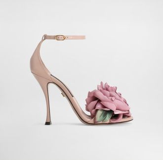 Dolce & Gabbana Keira Leather Sandals With Flower Application - Frau Sandalen Und Wedges Multicolor 38