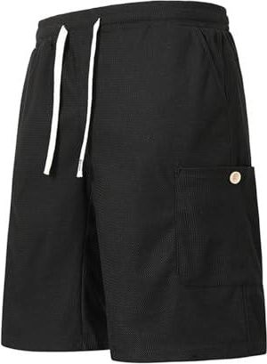 Generic Boxer noir pour homme - L&eacute;ger - Pour le travail et la randonn&eacute;e - Pour l&eacute;t&eacute; - D&eacute;contract&eacute; - Coupe droite - Avec poches - Pantalon cargo - Pantalon de 