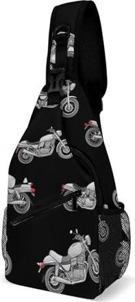 Generic Sacoche Port&eacute; &eacute;paule Moto noire styl&eacute;e Mode Sac De Poitrine Antivol Crossbody Bag pour Femme Randonn&eacute;e &eacute;cole