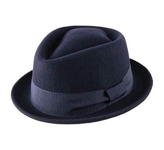 Classic Italy Chapeau Porkpie Feutre Homme ou Femme Classic Diamond Porkpie - Taille 53 cm - Marine