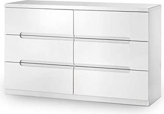 Julian Bowen Manhattan Kommode mit 6 Schubladen, breit, wei&szlig;