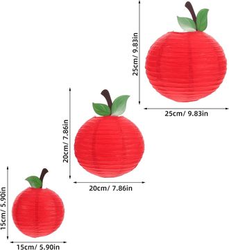 Holibanna 6 St&uuml;ck Teiliges Apfel Laternen Rote Papier Laternen in Einfache H&auml;ngedekoration f&uuml;r Schulanfang Obst Themen Party Kindergeburtstag und Klassenzimmerd