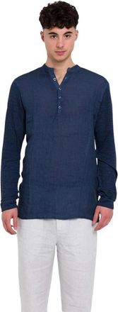120% Lino Homme, Tops, Bleu, Taille: 2XL Hauts &agrave; manches longues