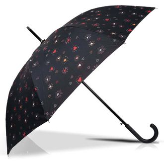 Isotoner Parapluie Canne Auto Coeur Rouge