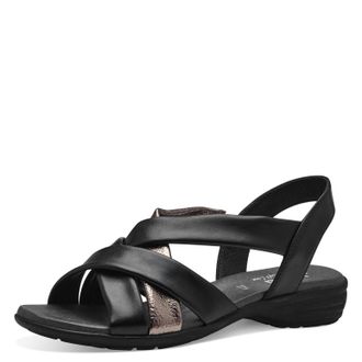 Jana Damen Sandalen flach Elegant Vegan, Schwarz (Black/Pewter), 36 EU