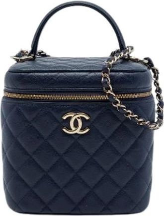 Chanel Pre-owned Quilted Caviar Satchel - - Pre-owned - Damen - Blau - ONE SIZE